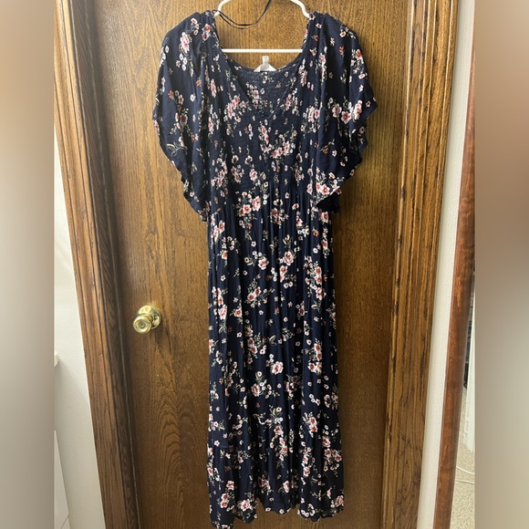 Time and Tru | Dresses | Time Tru Navy Blue Floral Dress | Poshmark